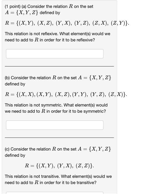 [answered] 1 point a consider the relation r on the set a math others kunduz