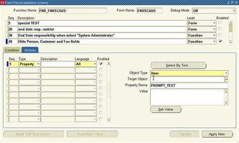 oracle form personalization basic example
