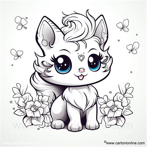 Dibujo 34 De Gato Unicornio Para Colorear