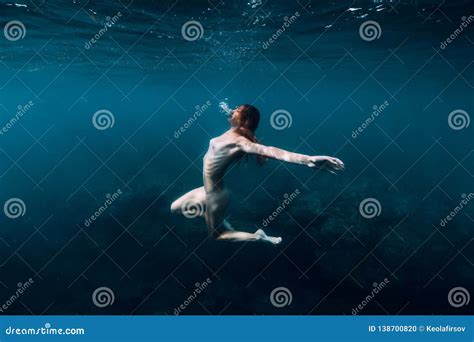 Naked Slim Woman Posing Underwater In Ocean Stock Photo Image Of Pool