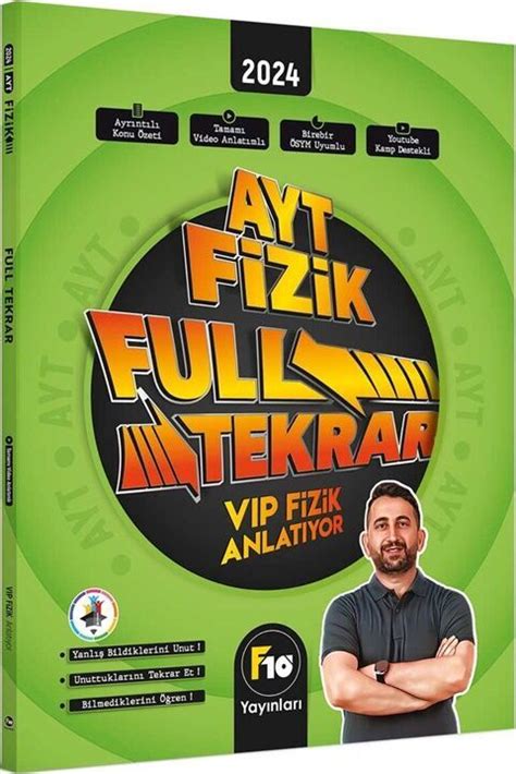 F10 Yayınları 2024 AYT Fizik Full Tekrar Video Ders Kitabı Kitapİşler