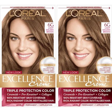 Loreal Paris Excellence Creme Light Golden Brown Hair Color 6g Atlantis