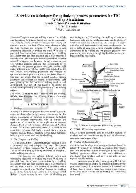 a review on techniques for optimizing process parameters for tig welding aluminium pdf
