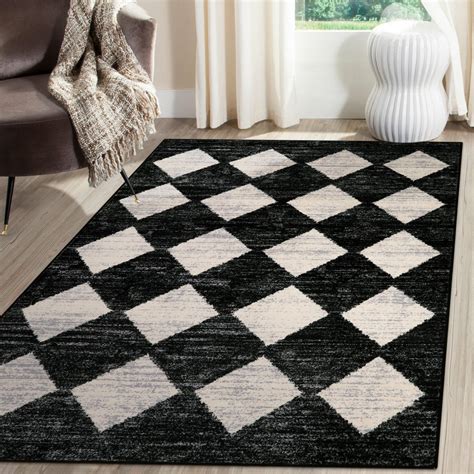 Amazon Lahome Moroccan Trellis Area Rug 3x5 Washable Black Entry