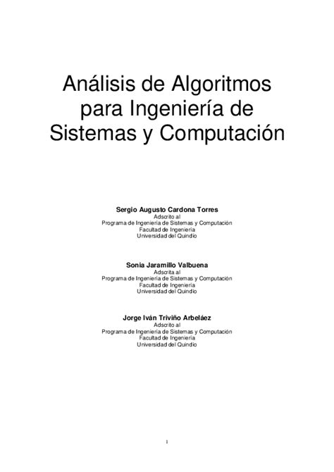 pdf análisis de algoritmos para ingeniería de sistemas y computación miguel cañas