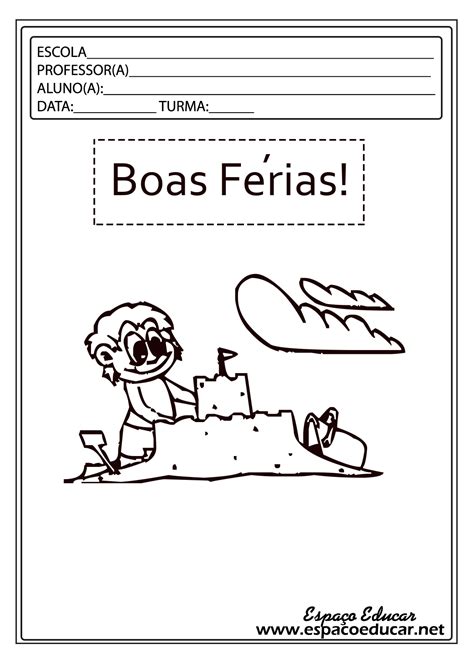 Lindos desenhos de Férias ou Verão para colorir pintar imprimir