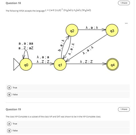 solved question 18 1 point the following npda accepts the