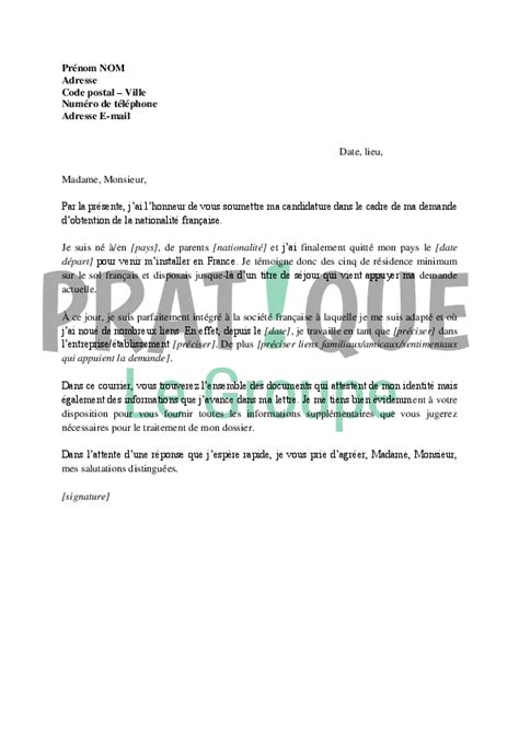 Lettre De Demande De Nationalité Française Pour Mineur Lettres de Partage