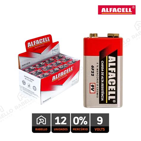 Bateria 9v Comum Caixa 12 Unidades Alfacell Original