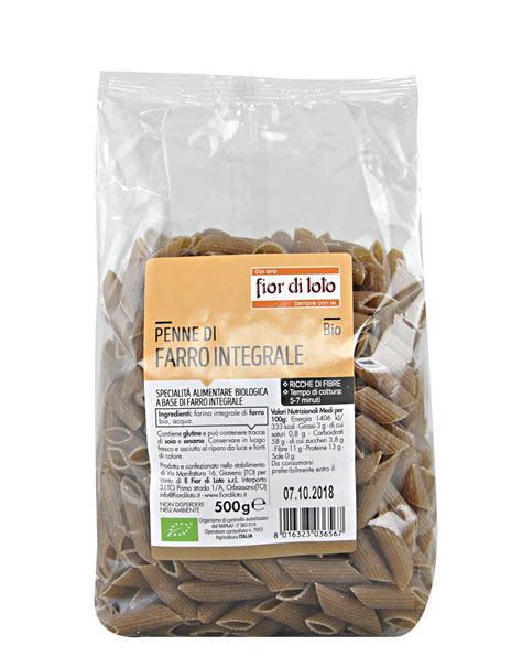 Penne Di Farro Integrale Bio Di FIOR DI LOTO 500 Grammi