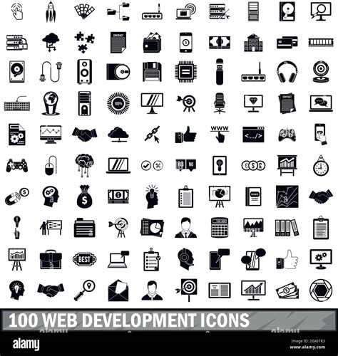 100 Desarrollo Web Conjunto De Iconos Estilo Sencillo Imagen Vector De