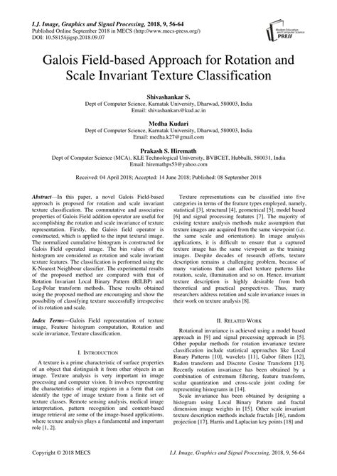 pdf galois field based approach for rotation and scale invariant texture classification