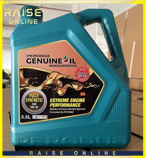 ORI Perodua 0w20 3 5L Fully Synthetic Engine Oil 0w 20 Minyak Hitam