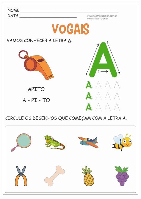 Atividades De Alfabetiza O Vogais Mestre Do Saber