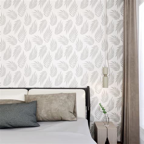 Wallink Papel tapiz de hojas blancas y grises papel tapiz extraíble de