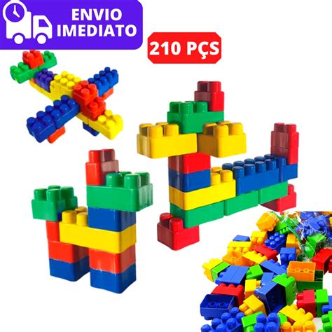 Brinquedo Blocos De Montar Kit 210 Peças de Encaixar Brinquedo