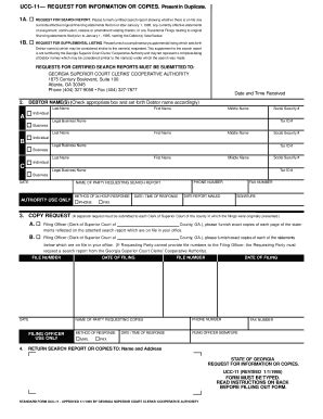 Fillable Online UCC 11 REQUEST FOR INFORMATION OR COPIES Presentin