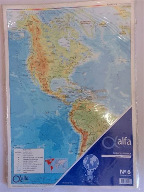 Mapa Cromo América Físico Político N 6 Alfa Papelera Don Dalí