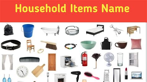Household Items Vocabulary Household Items Spelling In English With