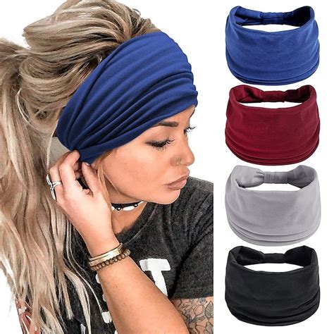4 sztuk szerokie opaski dla kobiet czarne stylowe opaski na głowę boho