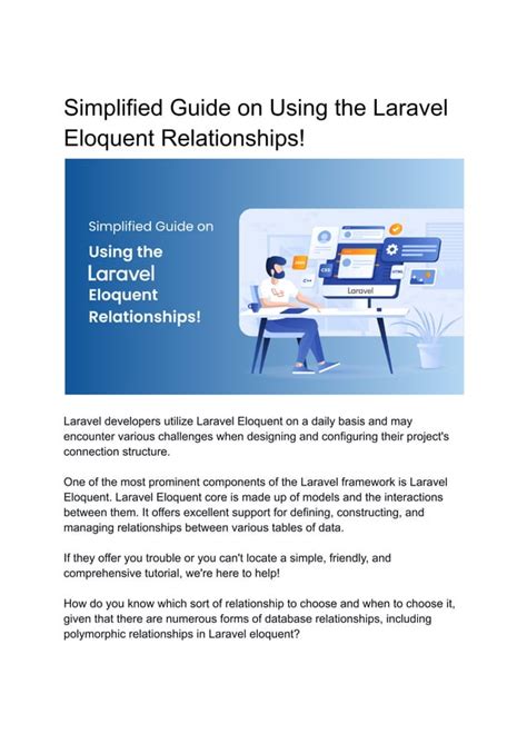 Simplified Guide On Using The Laravel Eloquent Relations Pdf