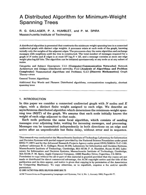 a distributed algorithm for spanning trees minimum weight pdf mathematical concepts