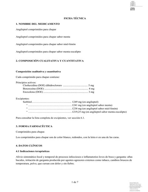 1 de 7 FICHA TÉCNICA 1 NOMBRE DEL MEDICAMENTO