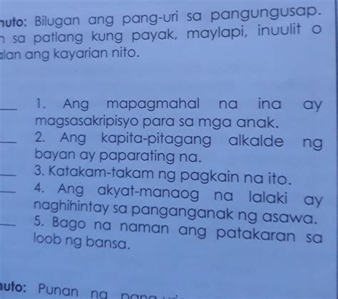 Bilugan Ang Pang Uri Sa Pangungusap Tukuyin Sa Patlang Kung Kaya