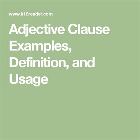 What Is An Adjective Clause Adjective Clause Examples And Definition
