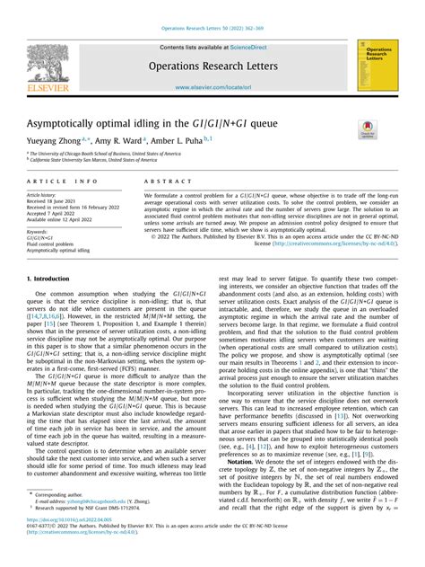 pdf asymptotically optimal idling in the gi gi n gi queue