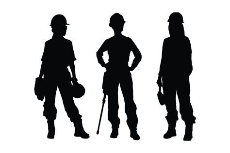 Girl Construction Worker Silhouette Set Graphic By Iftikharalam