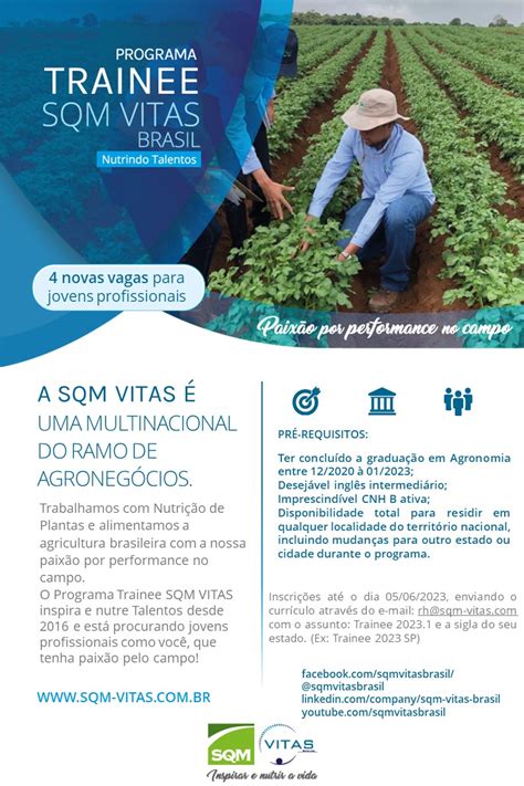 Nutrindo Talentos SQM VITAS Brasil Oferece Quatro Vagas De Treinee