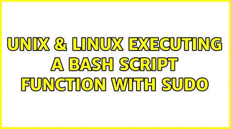 unix and linux executing a bash script function with sudo 6 solutions youtube