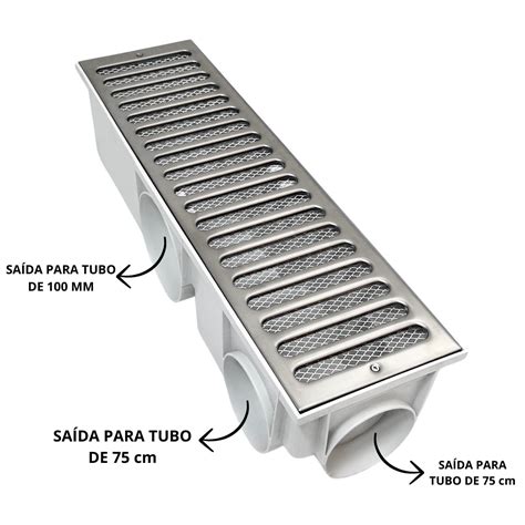Ralo Pluvial Modelo 15x50 Inox Modular Branco Tela MadeiraMadeira
