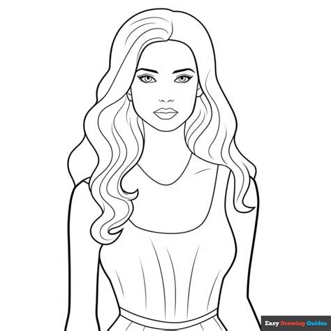 Pretty Barbie Coloring Page Easy Drawing Guides