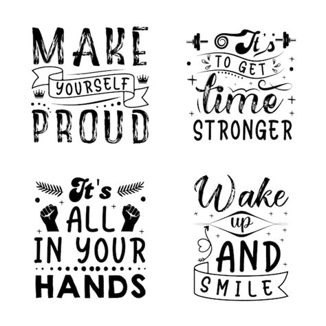 Conjunto de citas de motivación Vector Premium