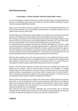 Cas Pratique Corrig Droit Des Personnes Droit Des Personnes