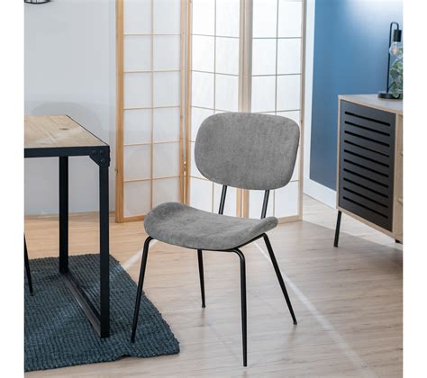 Lot de 2 chaises scandinaves salle à manger gris velours pied métal