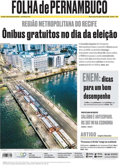 Capa Folha De Pernambuco Sexta 7 De Outubro De 2022