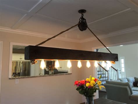 6 Ft Rustic Beam Edison Bulb Chandelier With Vintage Barn Etsy