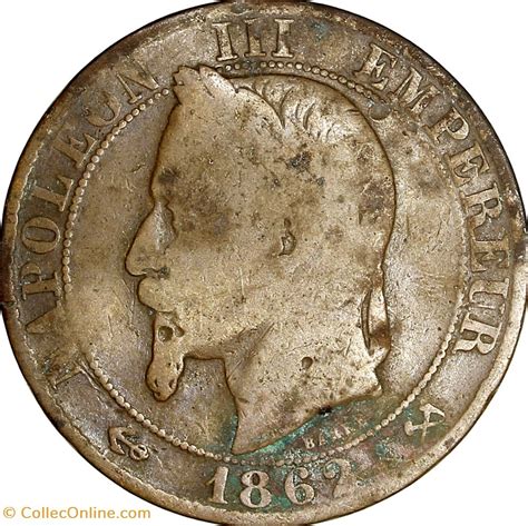 Cinq centimes tête laurée Napoléon III 1862 Bordeaux Coins
