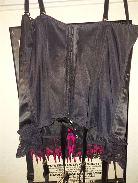 Vintage Style Black Satin Girdle Bustier Corselette 42 D Rago Crownette Smoothie Corsets And Girdles