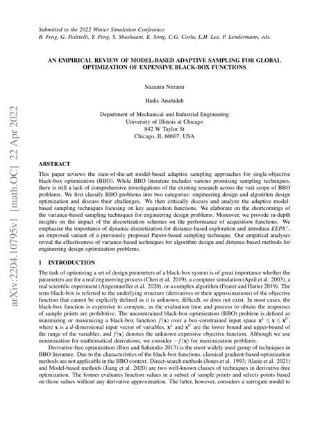 pdf an empirical review of model based adaptive sampling for global optimization of expensive