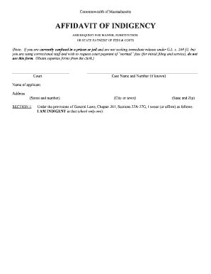 Fillable Online Affidavit Of Indigency Fax Email Print PdfFiller