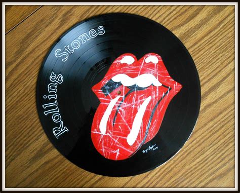 The Rolling Stones Painted On A Vinyl Record In Acrylic Paint