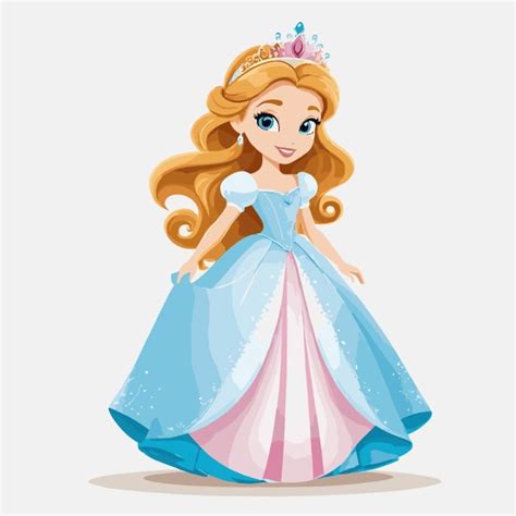 Vector De La Princesa Del Cuento De Hadas Sobre Fondo Blanco Vector