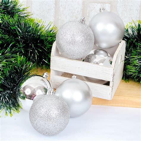 Kit 6 Bolas De Natal 7 Cm Pendente Para Árvore Mista Glitter Feira da