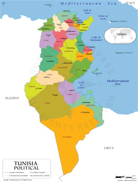 Tunisia Political Map By From Worlds Largest Map Images And Photos Finder
