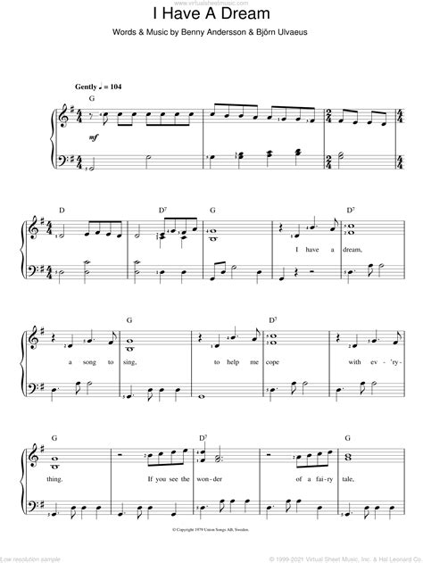 I Have A Dream Sheet Music For Voice And Piano Pdf