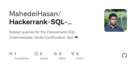 GitHub MahedeiHasan Hackerrank SQL Intemediate Skills Certification